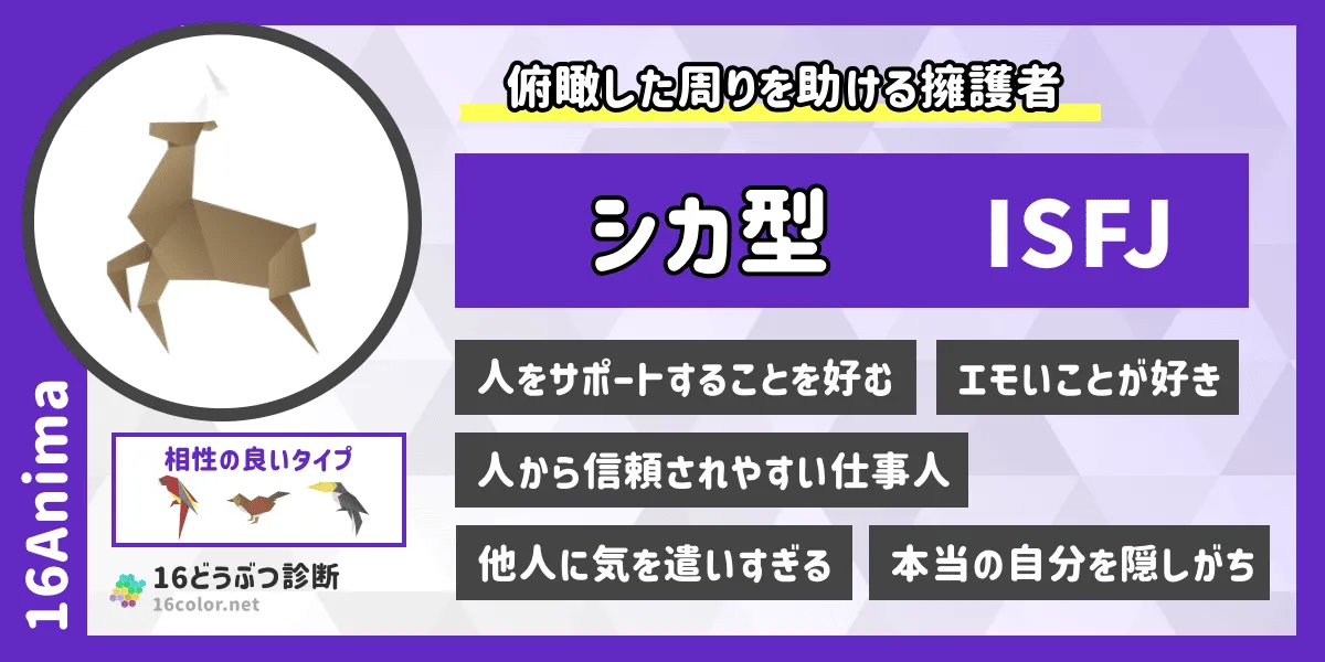 ISFJ型の性格タイプ | 16アニマ診断