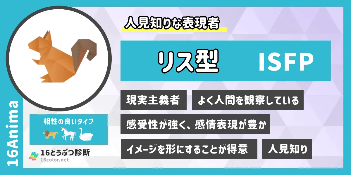 ISFP型の性格タイプ | 16アニマ診断